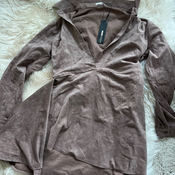Dresses | Elegant Brown Suede Dress | Poshmark